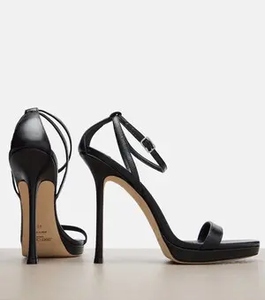 JIMMY CHOO Moza Leather Platform Sandals - Black