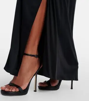 JIMMY CHOO Moza Leather Platform Sandals - Black