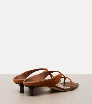JIMMY CHOO Emeri Suede Thong Sandals - Brown