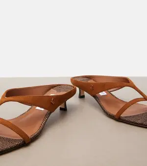JIMMY CHOO Emeri Suede Thong Sandals - Brown