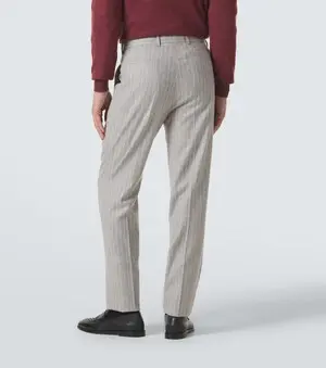 Brunello Cucinelli Pinstriped Wool And Cashmere Tapered Pants