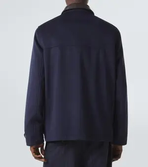 Brunello Cucinelli Wool Jacket With Leather Trim