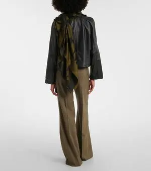 Max Mara Checked Virgin Wool Wide-leg Pants - Brown