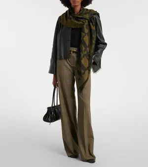 Max Mara Checked Virgin Wool Wide-leg Pants - Brown