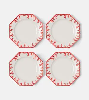 LES-OTTOMANS Set Of 4 Ceramic Dinner Plates - Red
