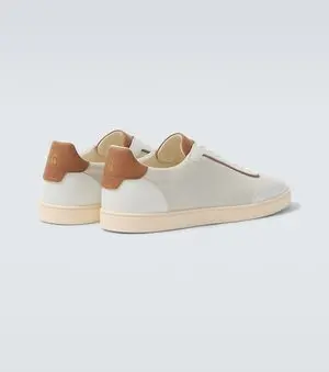 Brunello Cucinelli Leather-trimmed Suede Sneakers