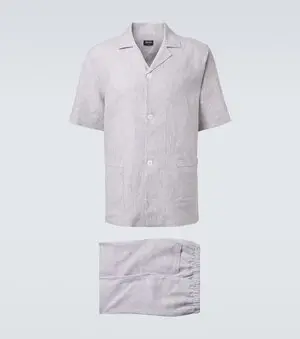 Zegna Striped Linen Pajamas - Grey