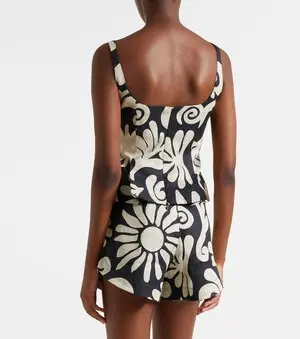CALA DE LA CRUZ Printed Linen Top