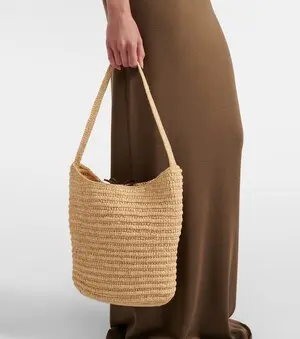 THE ROW Alma" Raffia Shoulder Bag - Beige