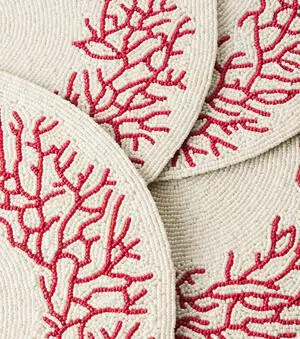 LES-OTTOMANS Set Of 4 Beaded Placemats