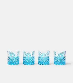 LES-OTTOMANS Set Of 4 Crystal Tumblers - Blue