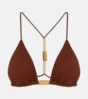 VIX PAULA HERMANNY Harper Beaded Triangle Bikini Top - Brown