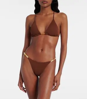 VIX PAULA HERMANNY Harper Beaded Triangle Bikini Top