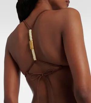 VIX PAULA HERMANNY Harper Beaded Triangle Bikini Top
