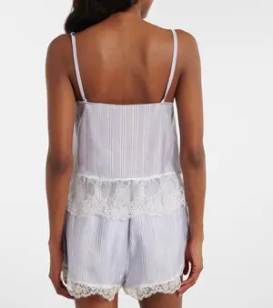 FRAME Lace-trimmed Striped Silk Camisole