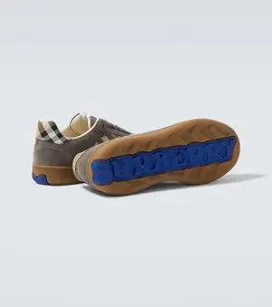 Burberry Terrace Leather And Suede Sneakers - Grey