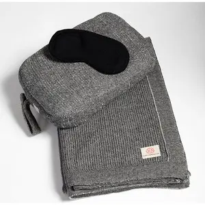 PINK LEMONADE Shades Organic Cotton Travel Blanket And Eye Mask Set - Black