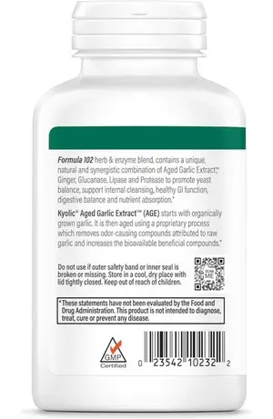 KYOLIC Aged Garlic Extract Formula 102, Cleanse & Digestion, Ginger And Enzyme Complex