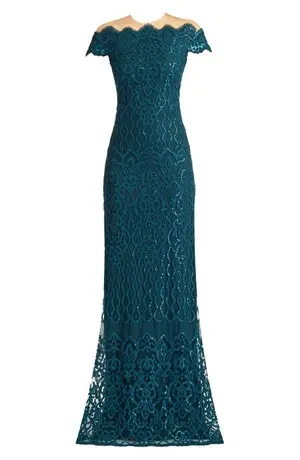 Tadashi Shoji Rhinestone Paisley Gown