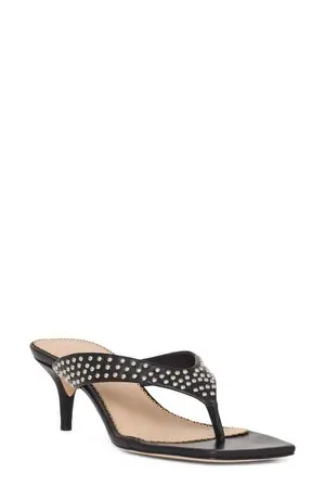Cinq À Sept Frankie Studded Leather Thong Sandal - Black/silver