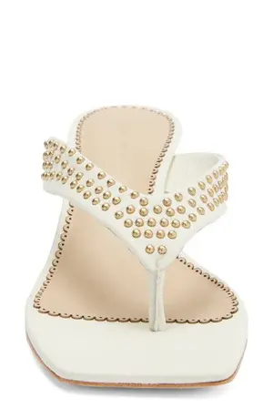 Cinq À Sept Frankie Studded Leather Thong Sandal - Ivory/gold