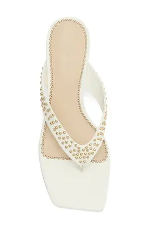 Cinq À Sept Frankie Studded Leather Thong Sandal - Ivory/gold
