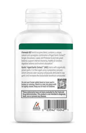 KYOLIC Aged Garlic Extract Formula 102, Cleanse & Digestion, Ginger And Enzyme Complex