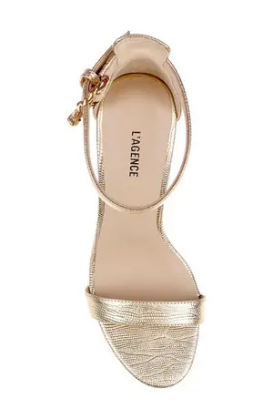 L'Agence Gisele Ankle Strap Sandal - Gold Lizard