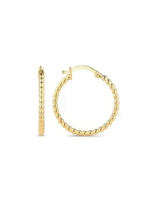 DEVATA Beaded Ball Hoop Earrings - Yellow Gold
