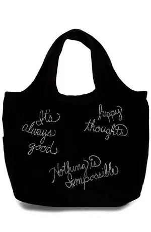 Lauren Moshi Crystal Affirmations Canvas Tote Bag - Black