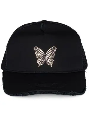 Lauren Moshi Jilly Crystal Mini Butterfly Trucker Hat