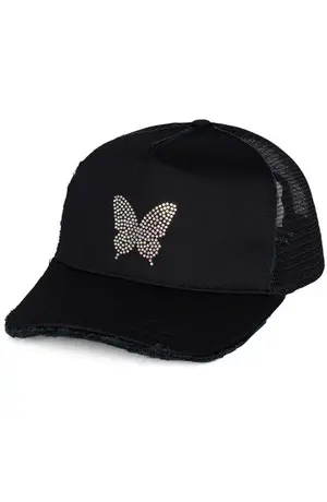 Lauren Moshi Jilly Crystal Mini Butterfly Trucker Hat