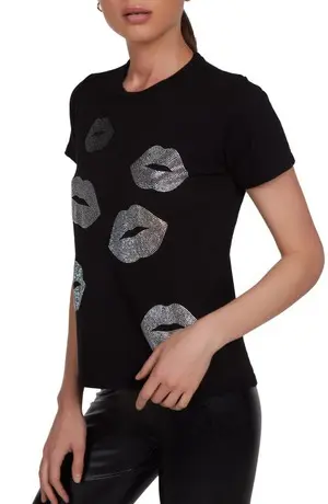 Lauren Moshi Croft Crystal Multi Lips Top