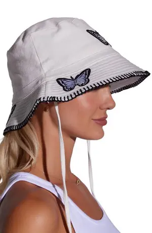 Lauren Moshi Aria Bucket Hat With Butterfly Embellishments