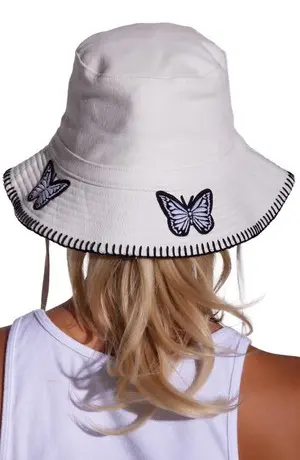Lauren Moshi Aria Bucket Hat With Butterfly Embellishments