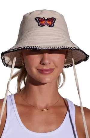 Lauren Moshi Aria Color Butterfly Bucket Hat
