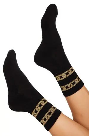 Lauren Moshi Sariah Gold Metallic Chain Midi Socks
