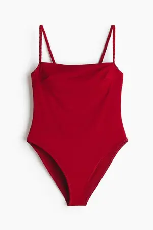 H&m Padded-cup High-leg Swimsuit With Braided Straps