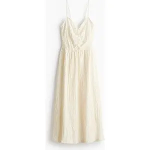 H&m Crinkled Strappy Dress - Cream