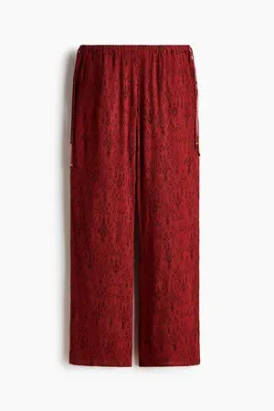 H&m Viscose Drawstring Trousers - Red/patterned