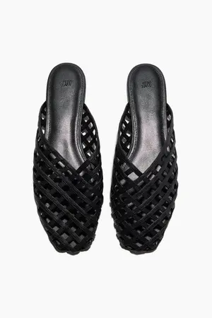 H&m Interwoven Mules With Square Toe - Black
