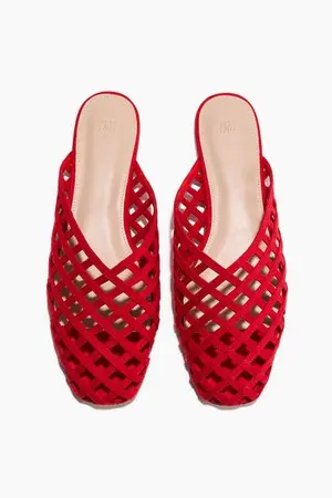 H&m Interwoven Mules With Square Toe - Red