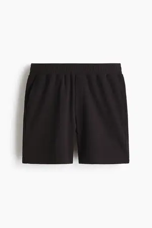 H&m Textured Jersey Shorts - Black