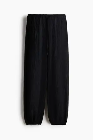 H&m Loose-fit Crinkled Balloon Drawstring Trousers - Black