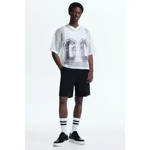 H&m Textured Jersey Shorts With Elasticated Waist - Black