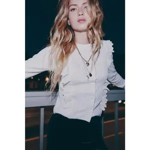 H&m Frill-trimmed Cardigan - Cream