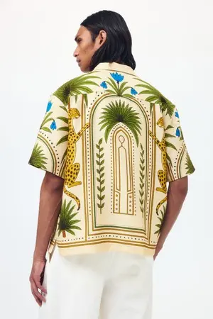 H&m Relaxed Fit Printed Resort Shirt - Light Yellow/ Patterned