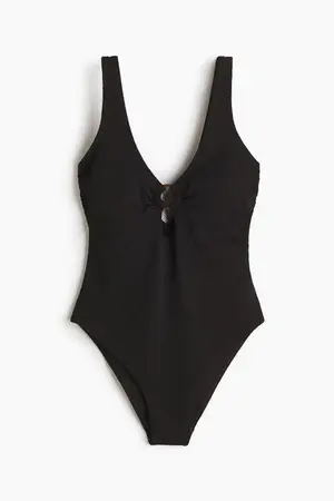H&m Padded-cup High-leg Swimsuit With Cut-out Detail