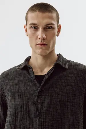 H&m Regular Fit Cotton Muslin Shirt
