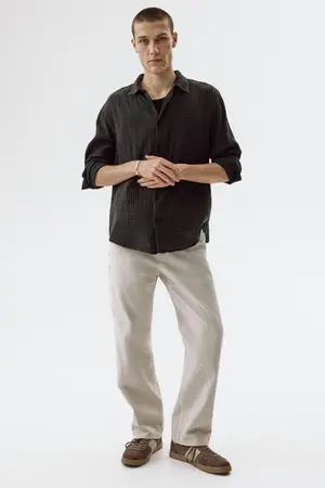 H&m Regular Fit Cotton Muslin Shirt